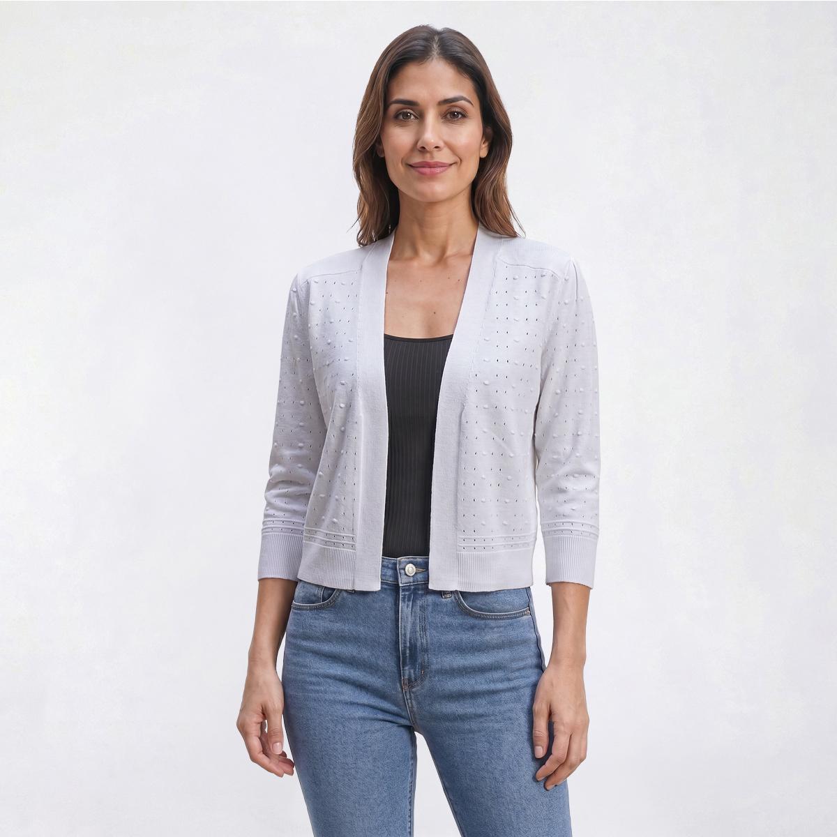 Click here for Womens 89th & Madison 3/4 Sleeve Bobble Stitch Car... prices